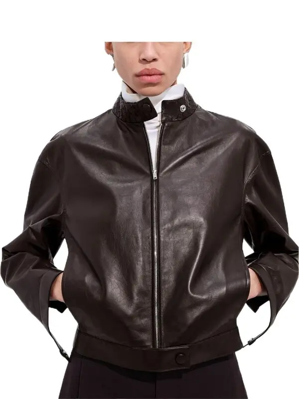 Bottega Veneta Papery Leather Blouson - Ebony