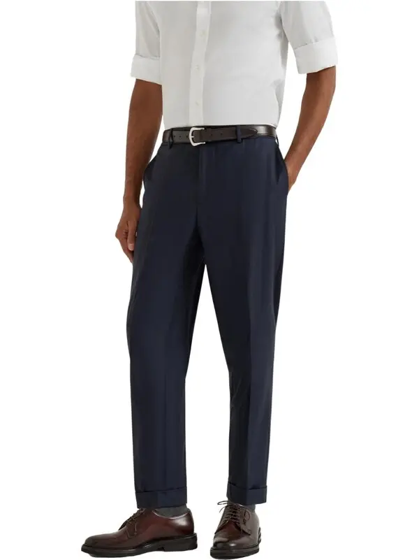 Brunello Cucinelli Tapered-leg Wool Trousers - Black