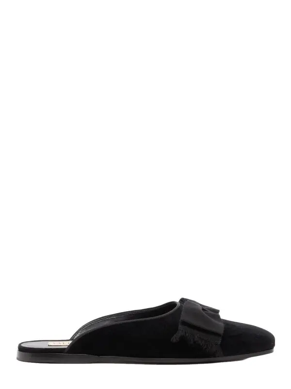 Valentino Garavani Flat Sandals With Bow Detailing - Black