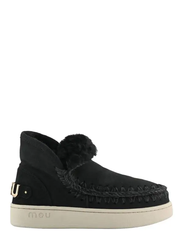 Mou Eskimo Braided Detail Ankle Boots - Black