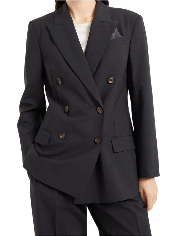 Brunello Cucinelli Double-breasted Blazer - Lignite Ash