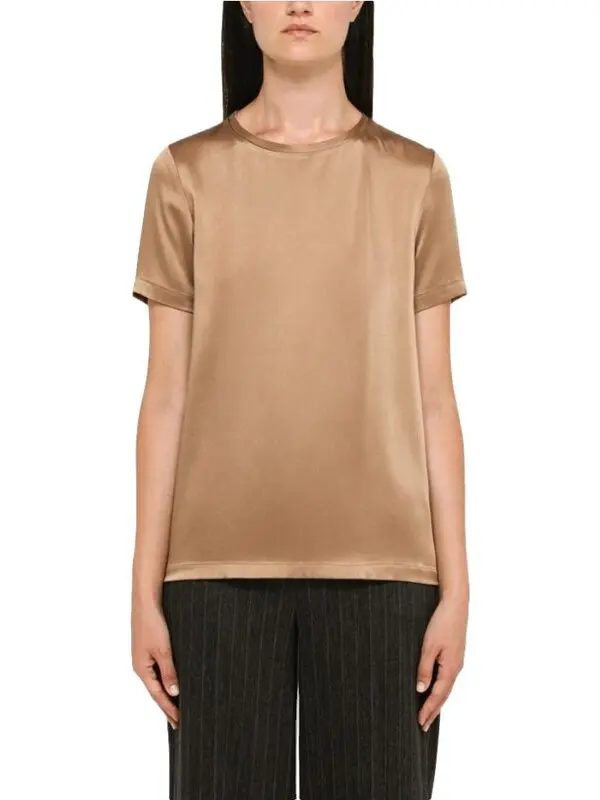Max Mara Round Neck Short Sleeve T-shirt - Nude
