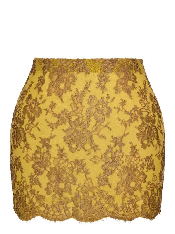 Saint Laurent Lace Mini Skirt - Brown