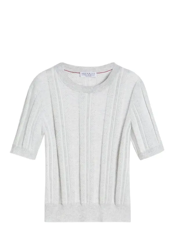 Brunello Cucinelli Jacquard-textured T-shirt - Light Gray