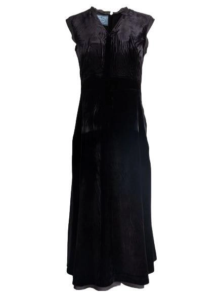Prada Sleeveless V-neck Jacquard Dress - Black