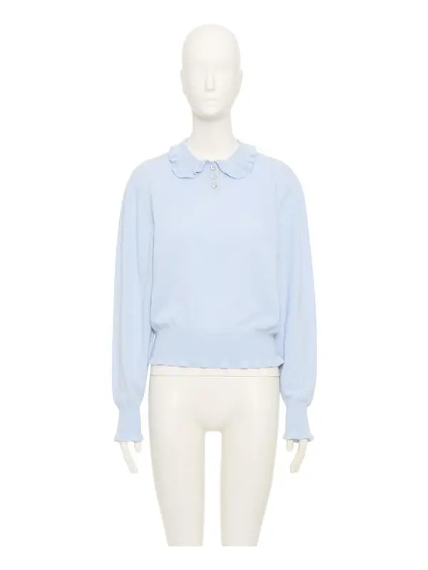 Valentino Garavani Long Sleeve Knit Top With Button Closure - Blue
