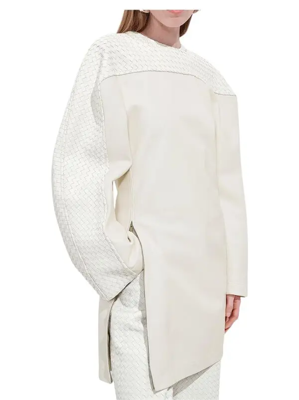 Bottega Veneta Leather Dress With Knitted Details - White