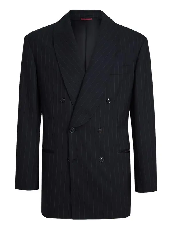 Brunello Cucinelli Chalk Stripe Shawl Lapels Tuxedo Jacket - Black