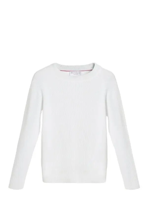 Brunello Cucinelli Ribbed-knit Cotton Jumper - White