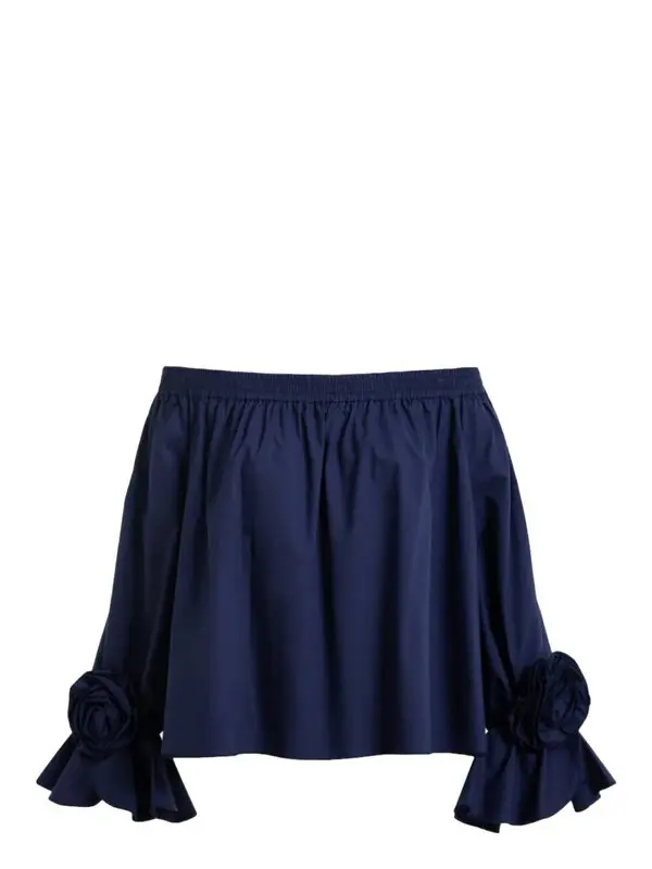 Essentiel Antwerp Strapless Cotton Top With Rosette Details - Navy Blue