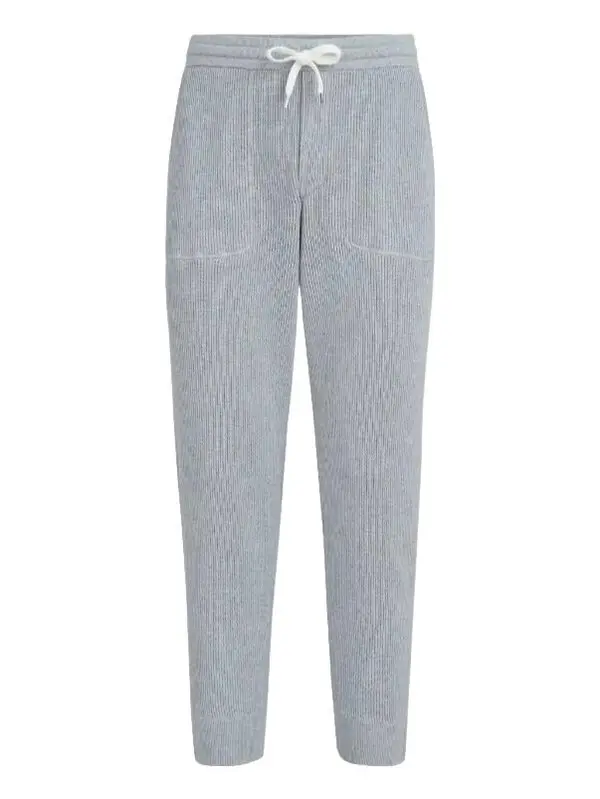 Brunello Cucinelli Ribbed-knit Track Pants - Grey