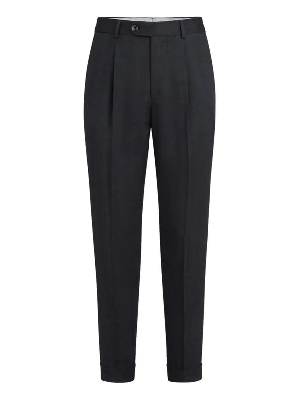 Brunello Cucinelli Chevron Pleated Trousers - Black