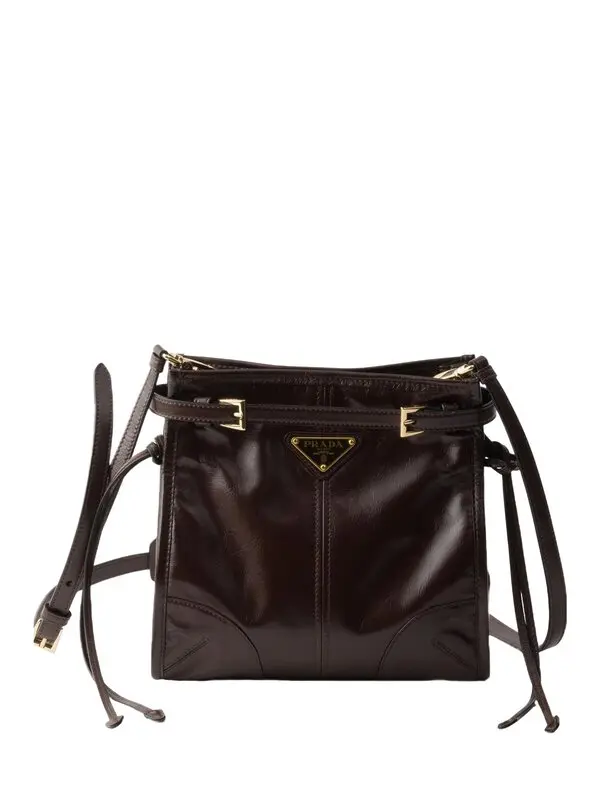 Prada Bonnie Leather Mini Shoulder Bag - Dark Brown