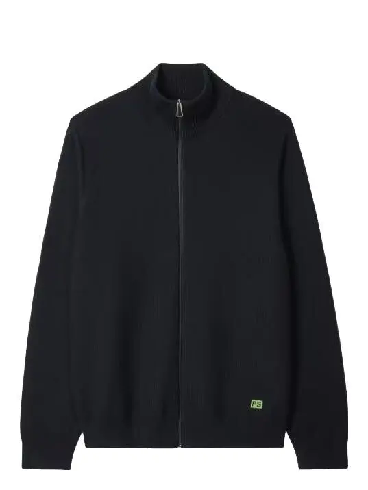 Paul Smith Textured Cotton Zip Cardigan - Navy Blue