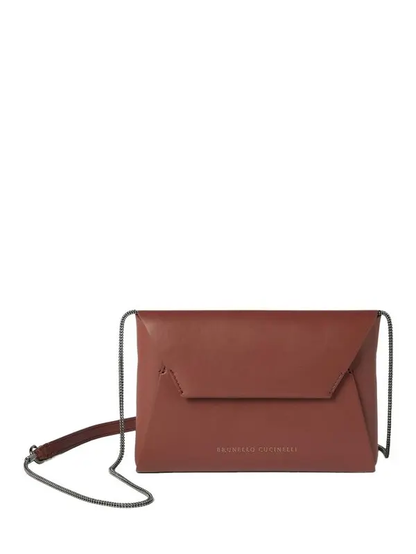 Brunello Cucinelli Duo Flap Chain-strap Shoulder Bag - Brick Red