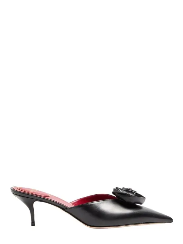 Valentino Garavani Drip Rose Kidskin Mule With Crystals 55mm - Black