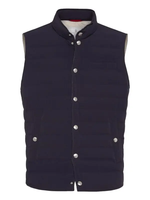Brunello Cucinelli Quilted Snap-fastening Gilet - Navy