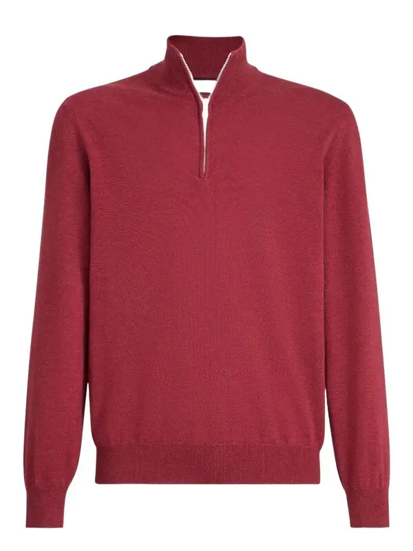 Brunello Cucinelli Half-zip Cashmere Sweater - Cherry Color