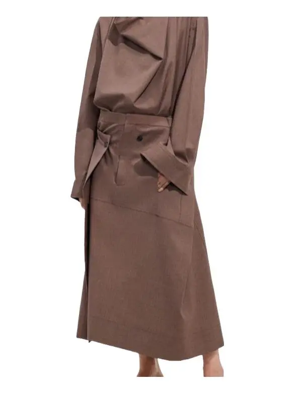 Bottega Veneta Light Wool Toile Skirt - Brown