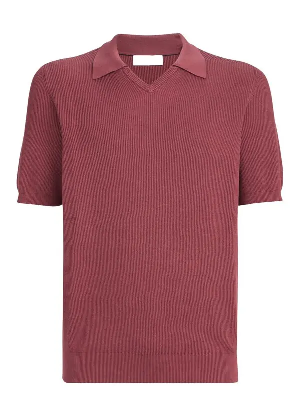 Brunello Cucinelli Fine-knitted Ribbed Polo Shirt - Red