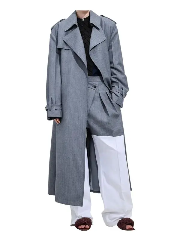 Bottega Veneta Wool And Mohair Trench Coat - Gray