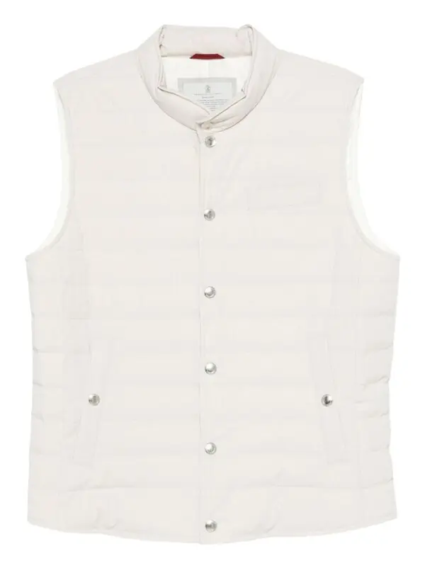 Brunello Cucinelli Quilted Snap-fit Fastening Vest - White