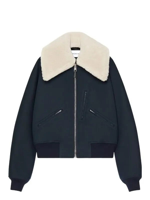 Givenchy Bomber Jacket With Shearling Collar - Deep Navy Blue