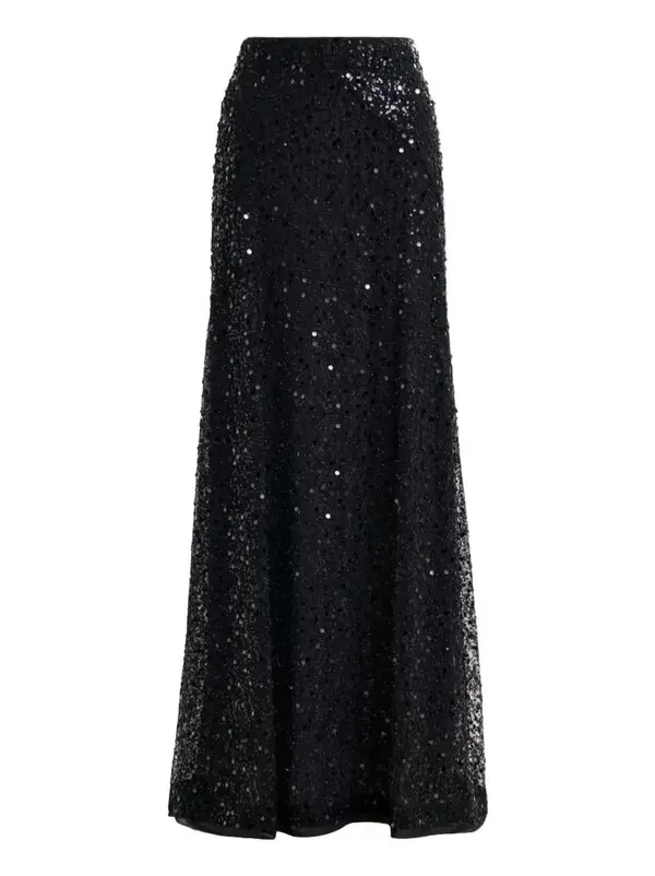 Essentiel Antwerp Panelled Maxi Skirt With Sequin And Bead Embellishments - Black