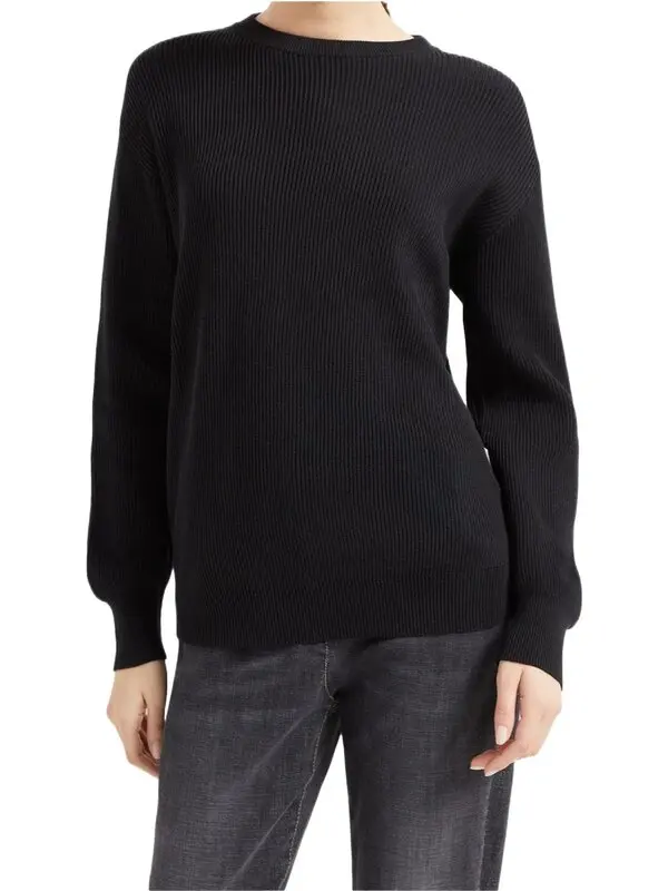Brunello Cucinelli Cotton Ribbed Crew Neck Sweater - Black