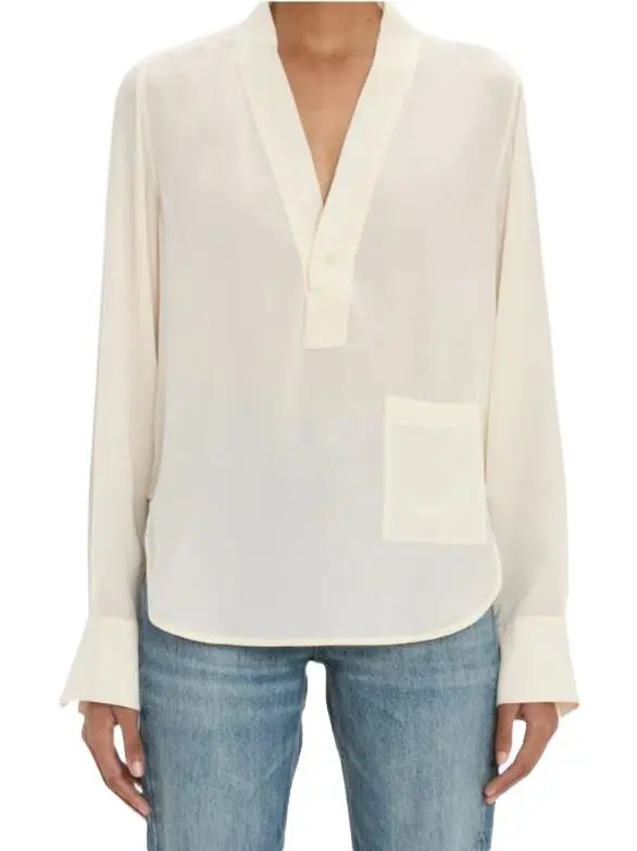 Victoria Beckham V-neck Long-sleeved Cover-up With Patch Pocket - Ivory