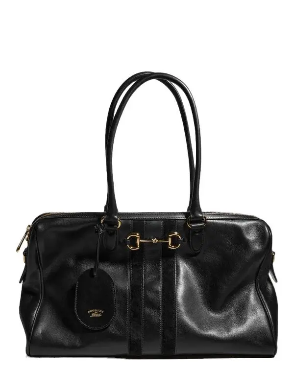 Gucci Large Boston Bag With Horsebit Detail - Black