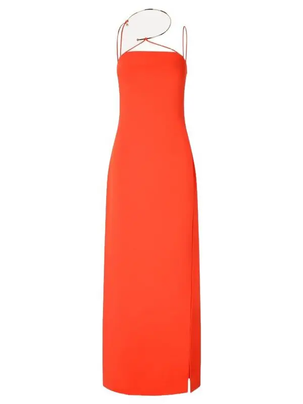 Stine Goya Sleeveless Maxi Dress With Gold Necklace Detail And High Split - Tango Orange