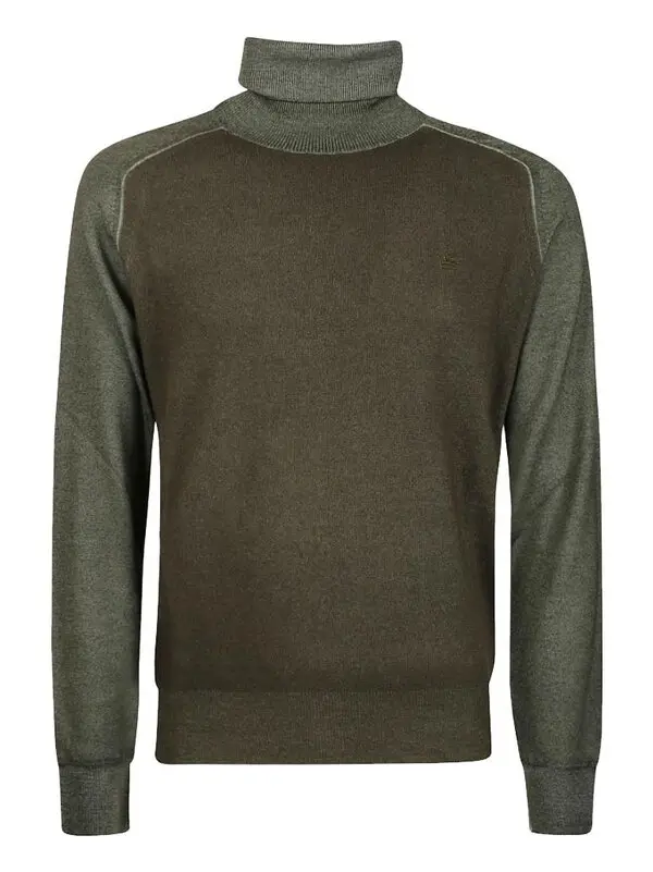 Etro Pegaso-embroidered Roll-neck Knitted Jumper - Brown