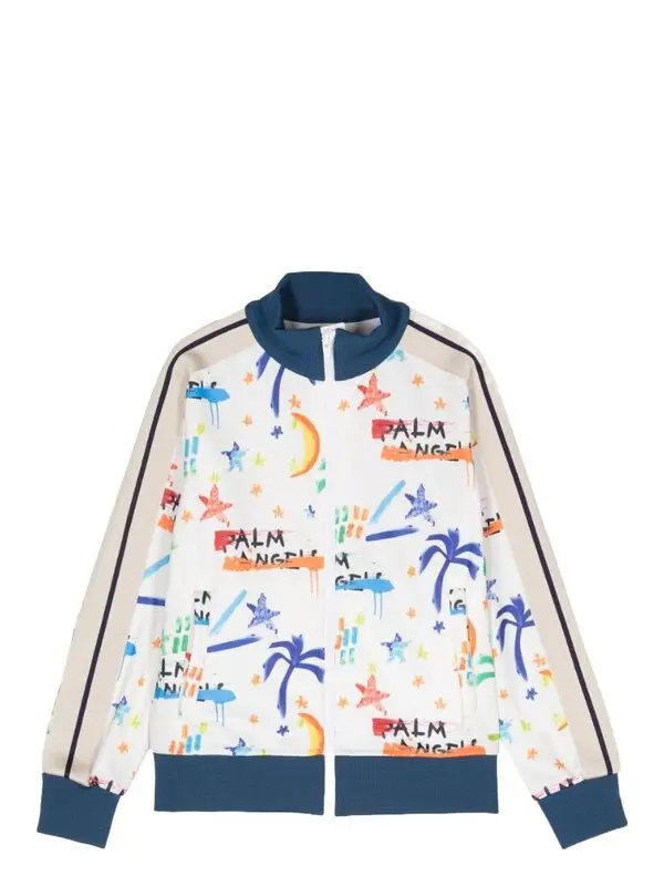 Palm Angels Graphic Print Logo Bomber Jacket - White