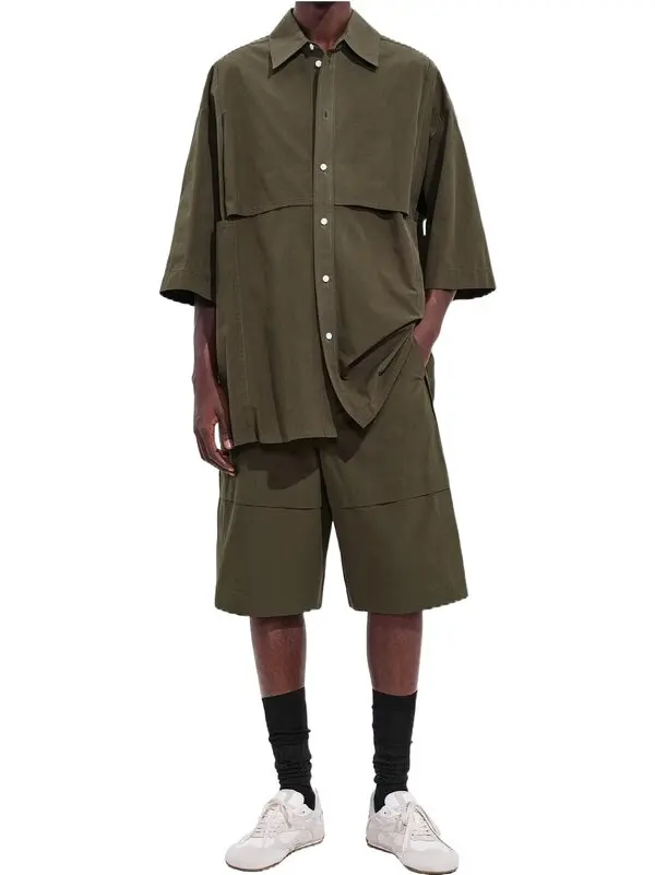 Bottega Veneta Macro Intreccio Cotton Shorts - Green