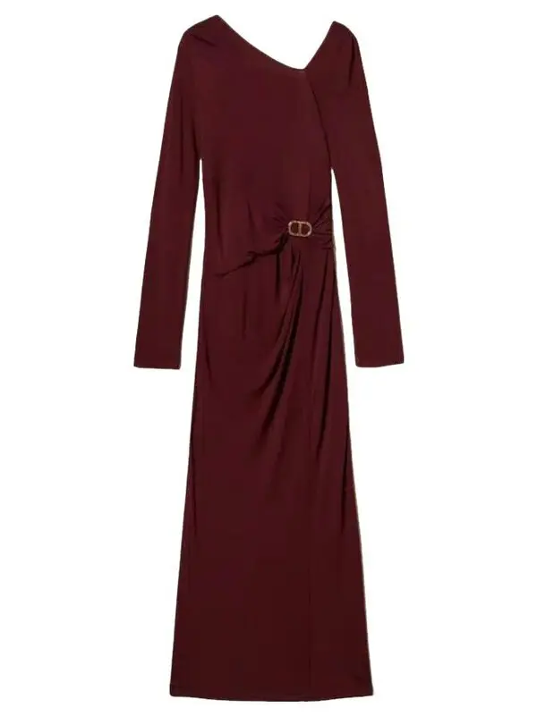 TWINSET Draped Asymmetric Maxi Dress - Brown