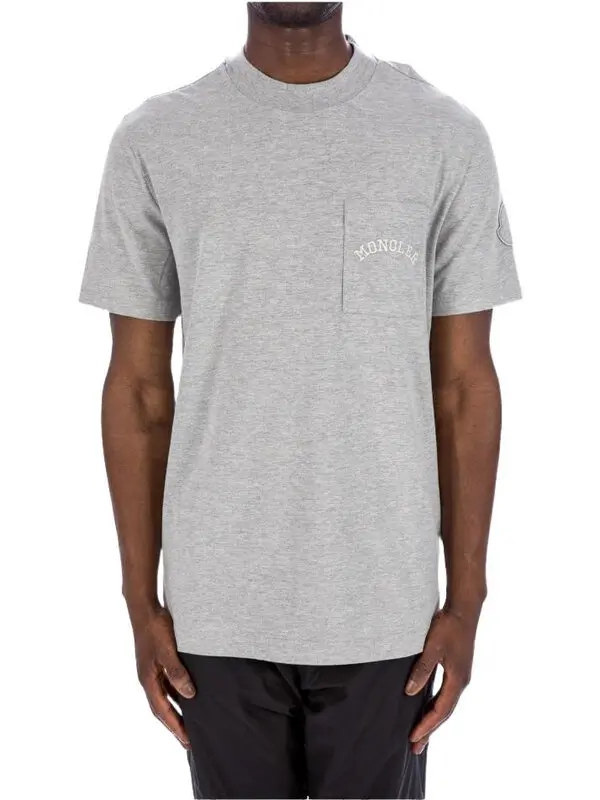 Moncler Logo-embroidered Cotton-blend T-shirt - Grey