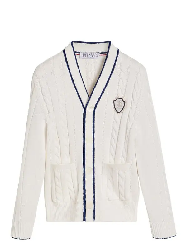Brunello Cucinelli Cotton Cable Knit Cardigan - White