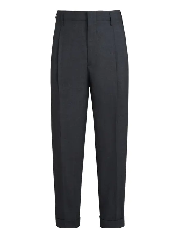 Brunello Cucinelli Double-pleat Tailored Trousers With Cuffed Hem - Black