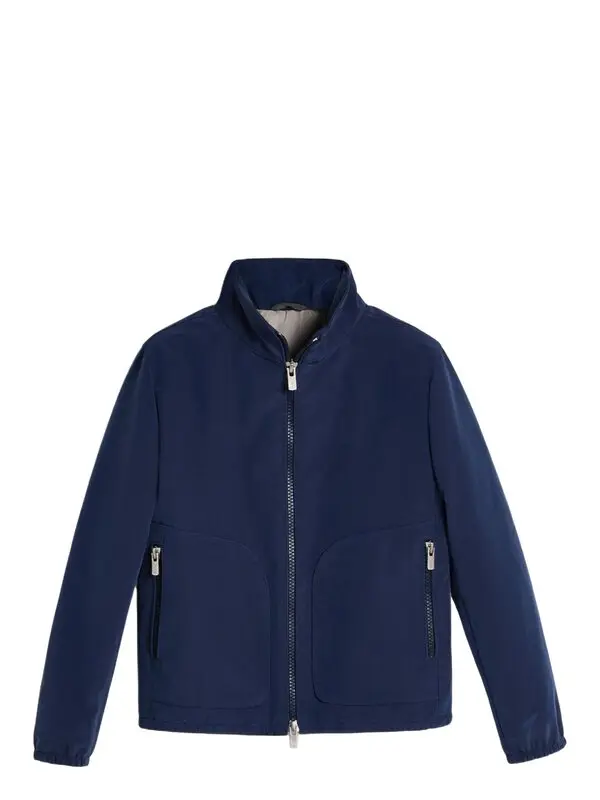 Brunello Cucinelli Logo-print Zip-up Bomber Jacket - Blue