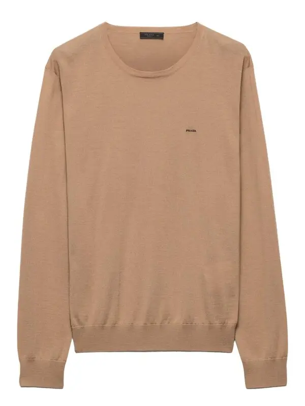 Prada Superfine Wool Crew-neck Sweater - Camel Brown