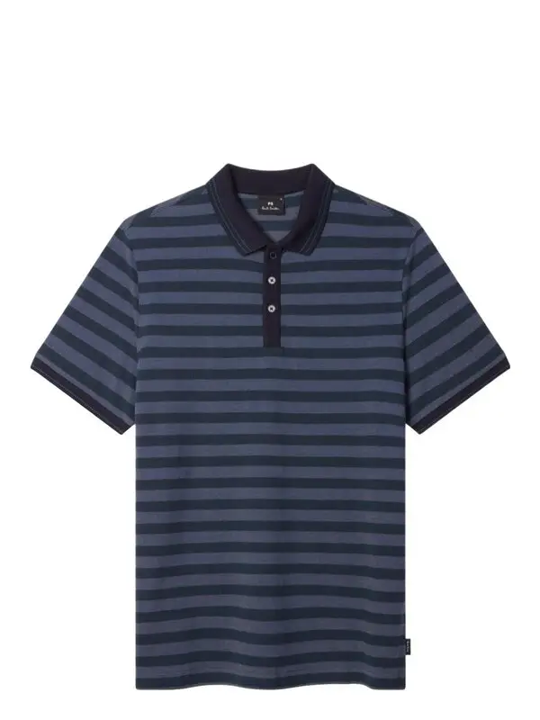 Paul Smith Striped Short-sleeved Polo Shirt - Blue