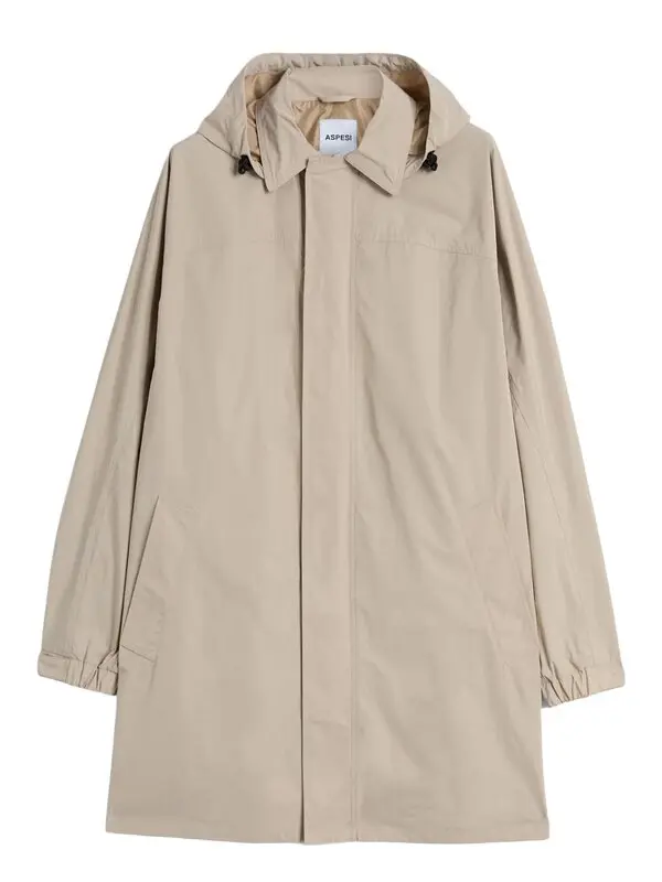 Aspesi Detachable Hood Raincoat - Nude