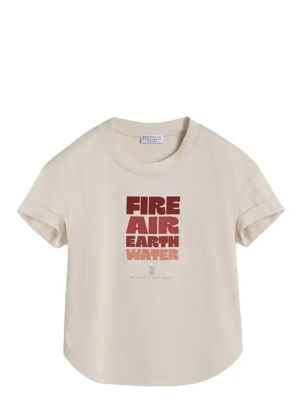 Brunello Cucinelli Printed Cotton T-shirt - Nude