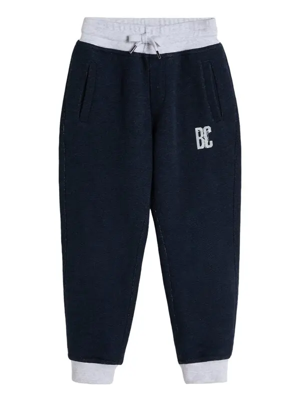 Brunello Cucinelli Cotton And Linen Mélange French-terry Trousers With Print - Navy Blue