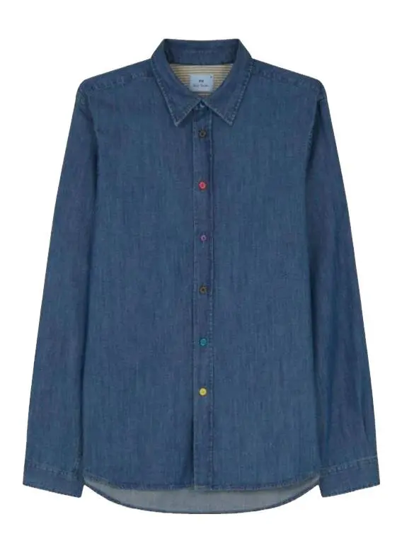 Paul Smith Button-down Long-sleeved Denim Shirt - Blue