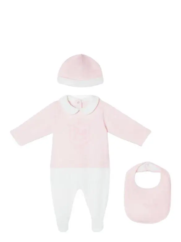 Fendi Babygrow Set With Bib And Hat - Pink