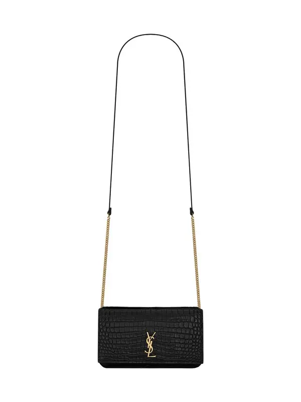 Saint Laurent Embossed Leather Shoulder Bag - Black