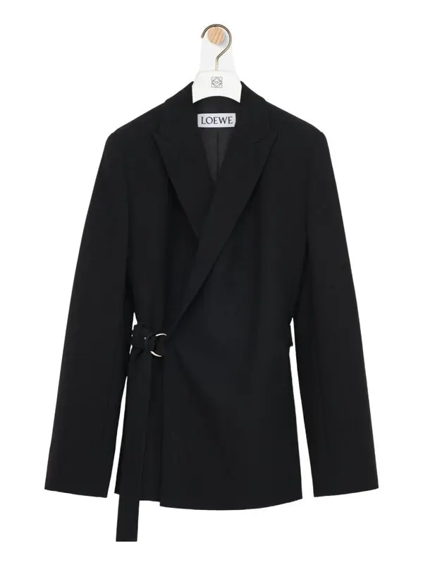 Loewe Draped Wool Jacket With Engraved D-ring - Black