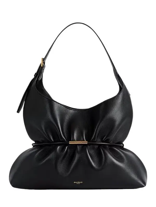 Balmain Sphynx Medium Bag In Smooth Leather - Black